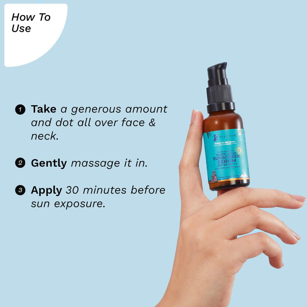 White Lotus Sunscreen Serum SPF 50 PA+++ for Sun Protection | Pilgrim
