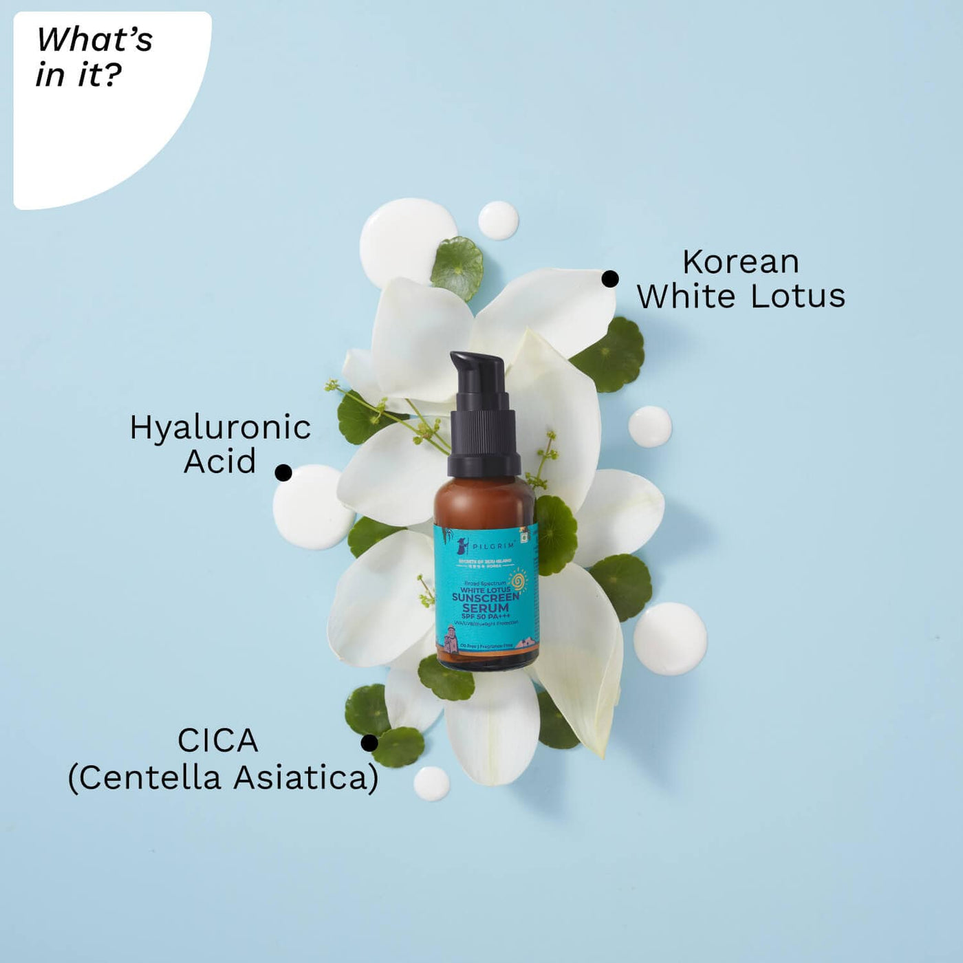 White Lotus Sunscreen Serum SPF 50 PA+++ for Sun Protection | Pilgrim